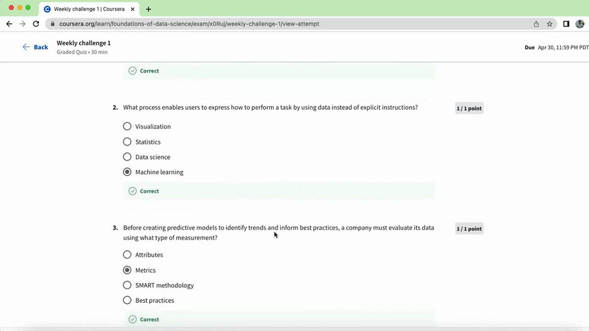 Foundations Of Data Science Coursera